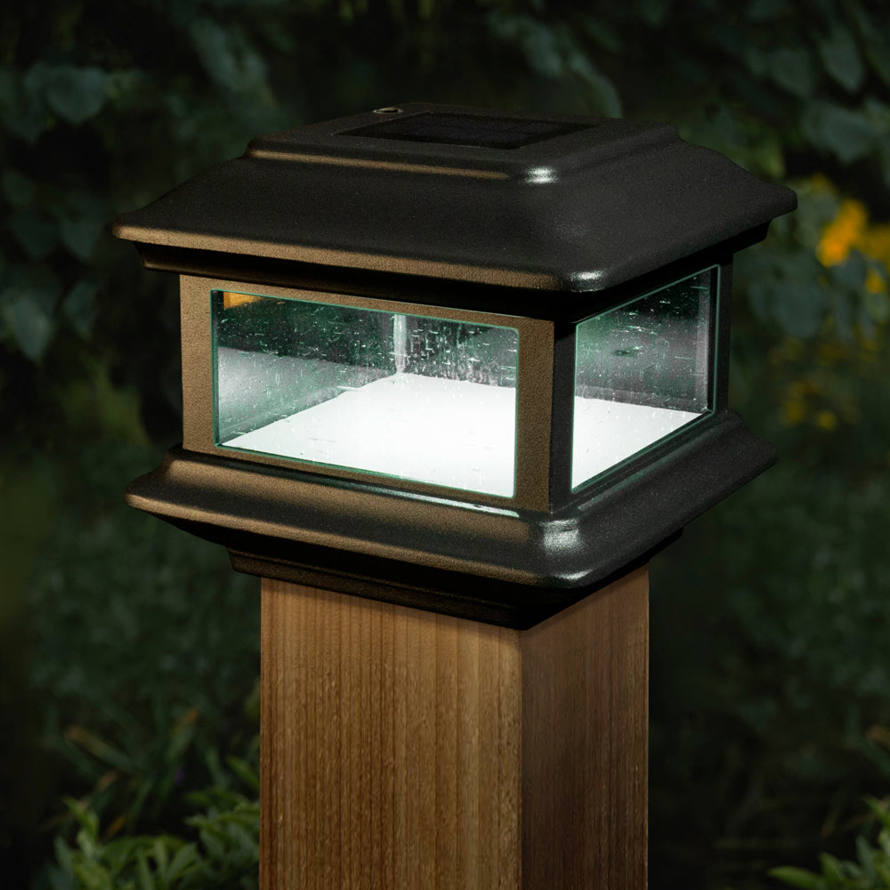 Colonial Solar Deck Light Black 4x4 Wood Post